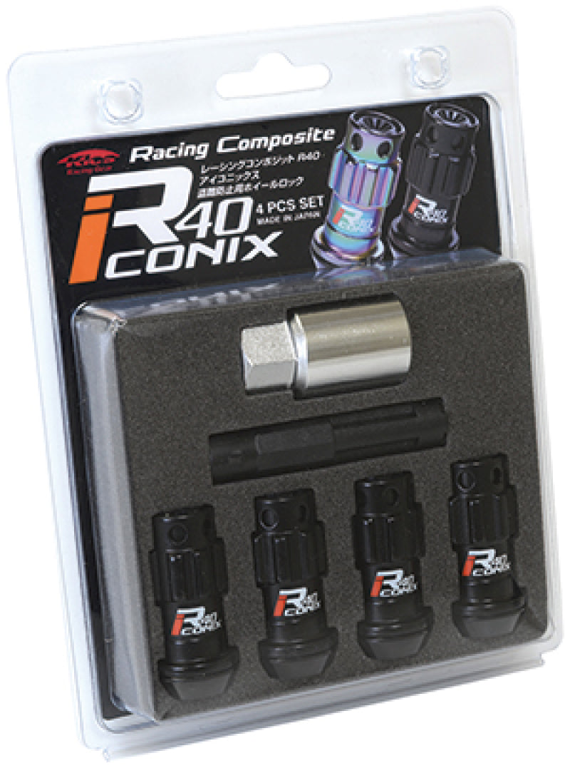 Project Kics 12X1.25 R40 Iconix Black Lug Nut Lock Set - 4 – WheelFlip